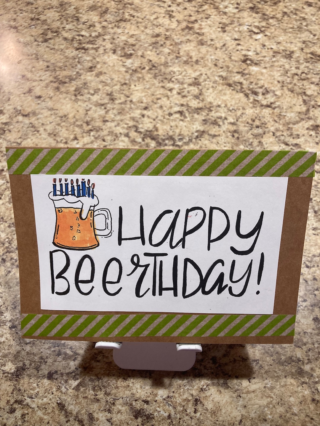 Beer Birthday happy Beersday Hand Drawn Card With Envelope Kraft Paper ...