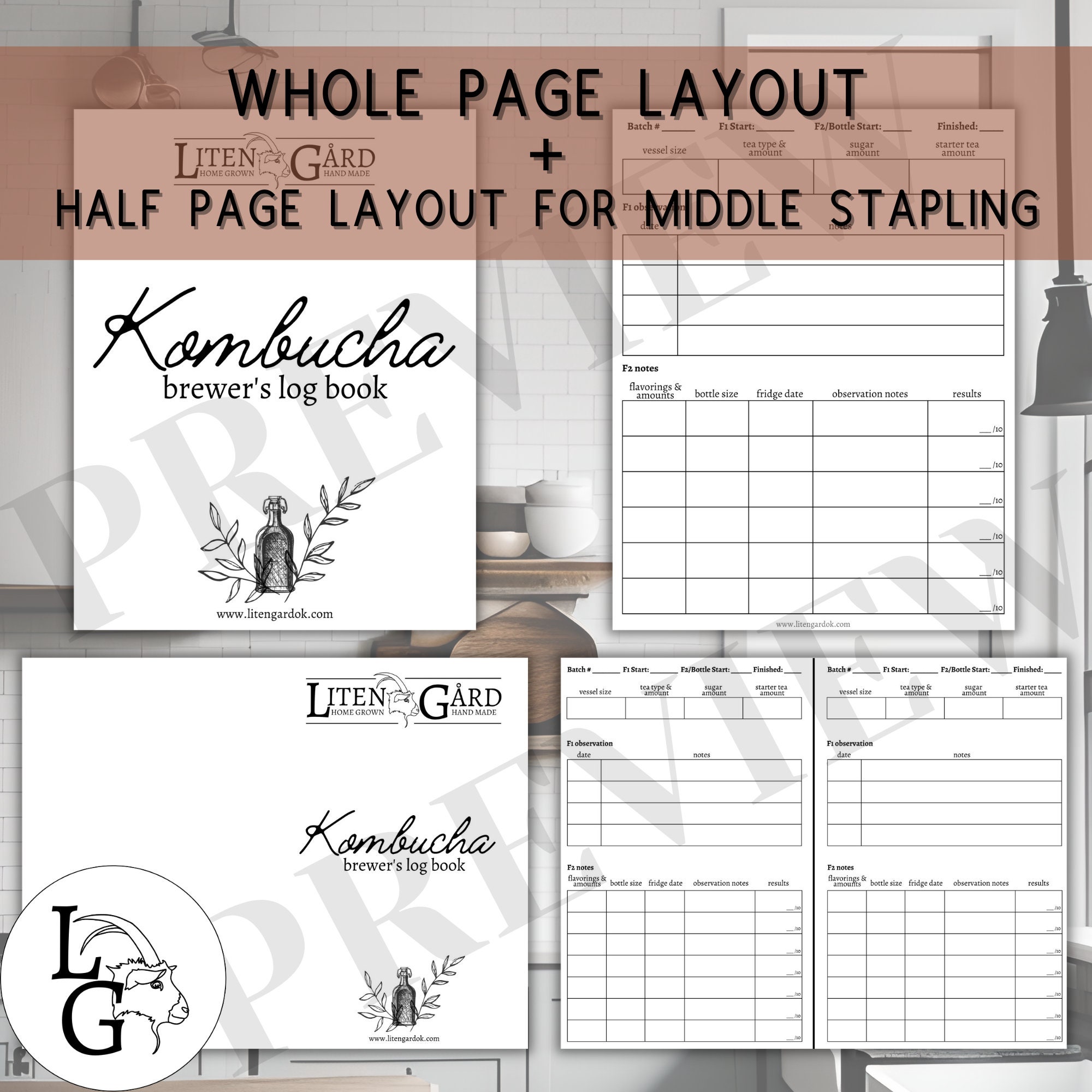 Kombucha Brewer's Log Book, First Fermentation Observation Notes ...