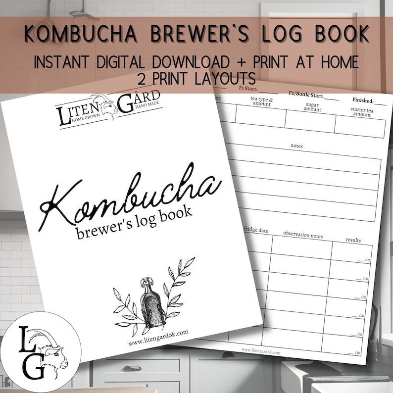 Kombucha Brewer's Log Book, First Fermentation Observation Notes ...
