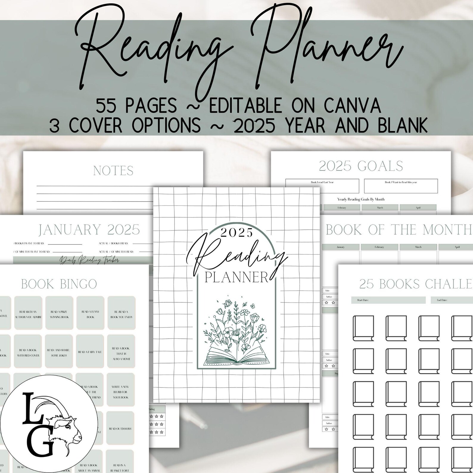 2025 Reading Planner ~ FULLY EDITABLE ~ Canva File & Printable PDF ...