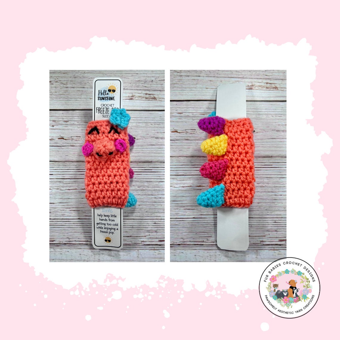 Dinosaur Freezie Pop Cozy Crochet Pattern, Dinosaur Freeze Pop Sleeve ...