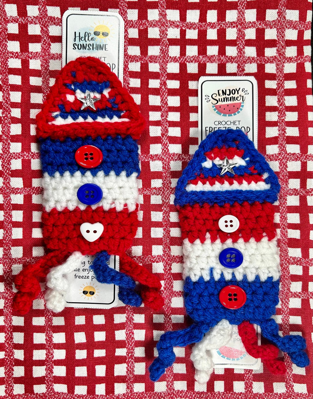 Firecracker Freezie Pop Cozy Crochet Pattern, Rocket Freeze Pop Sleeve ...