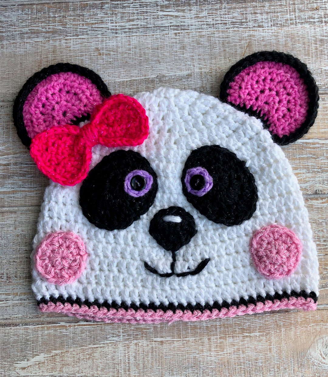 Panda Bear Crochet Hat Pattern, Panda Girl Infant, Child, Adult Crochet ...