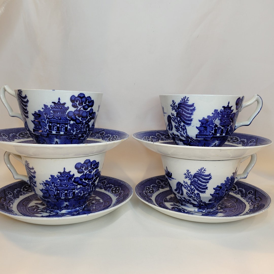 Lord Nelson Tea Set Blue Willow Teacups and Saucer BCM Nelson Ware, Set ...