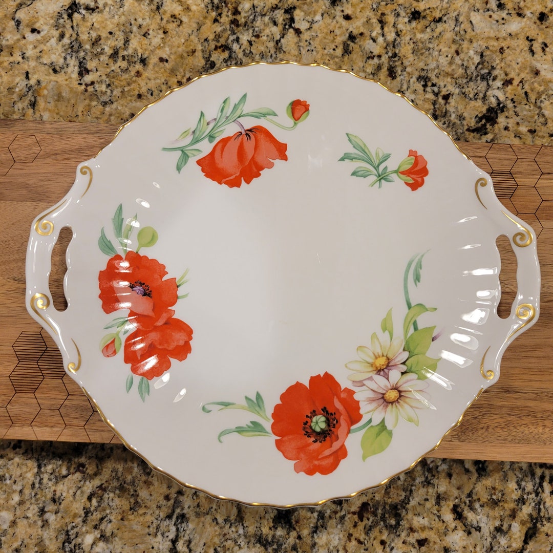 Royal Worcester Plate Red Poppies Plate Vintage Cake Plate - Etsy