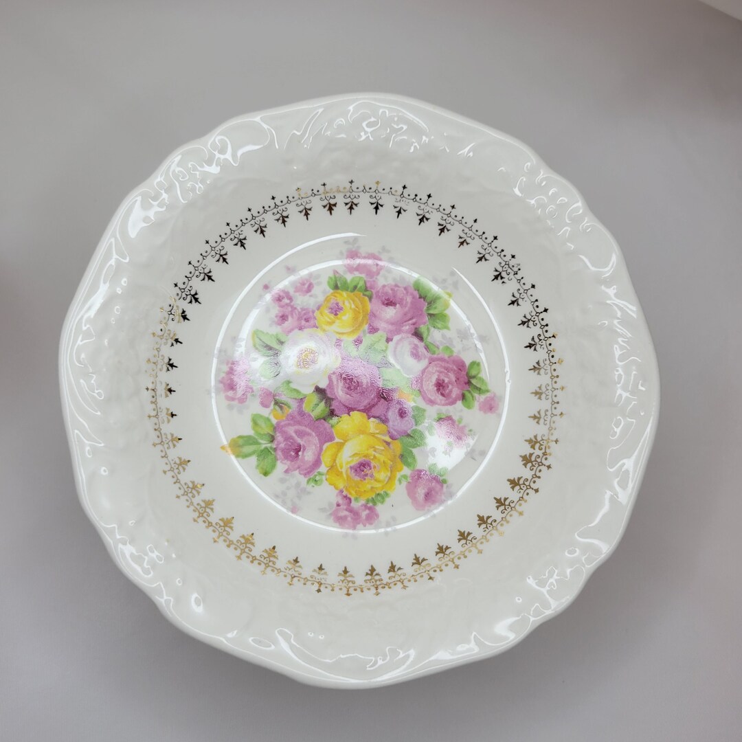 Edwin M Knowles China Plates Rose Flower Pattern Plates Berry Plate ...