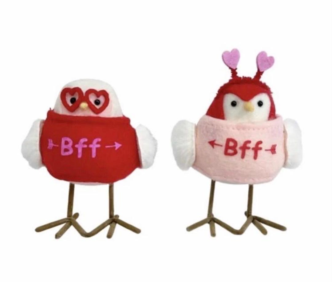 2ct Mini Valentine's Day 'BFF' Bird Figurines ADORABLE Best Friends - Etsy