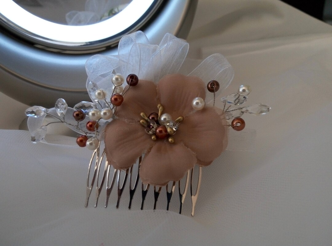 Pretty Comb for Bride, Silver Metal Holder - Etsy