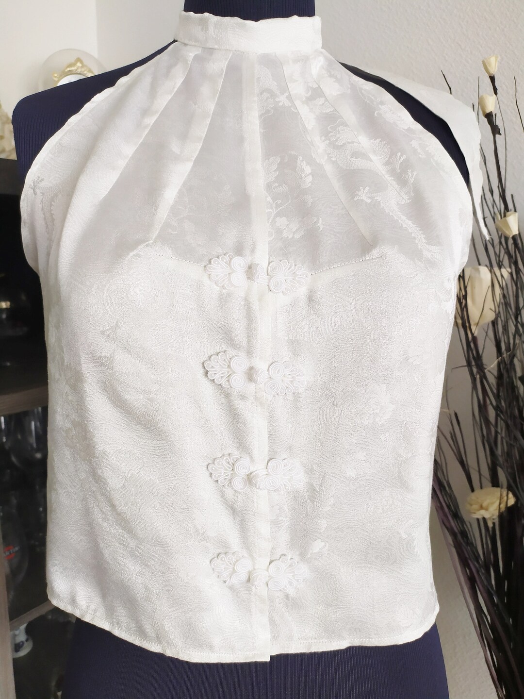 Original Top / Bustier in Off-white / Light Ecru Brocade With - Etsy