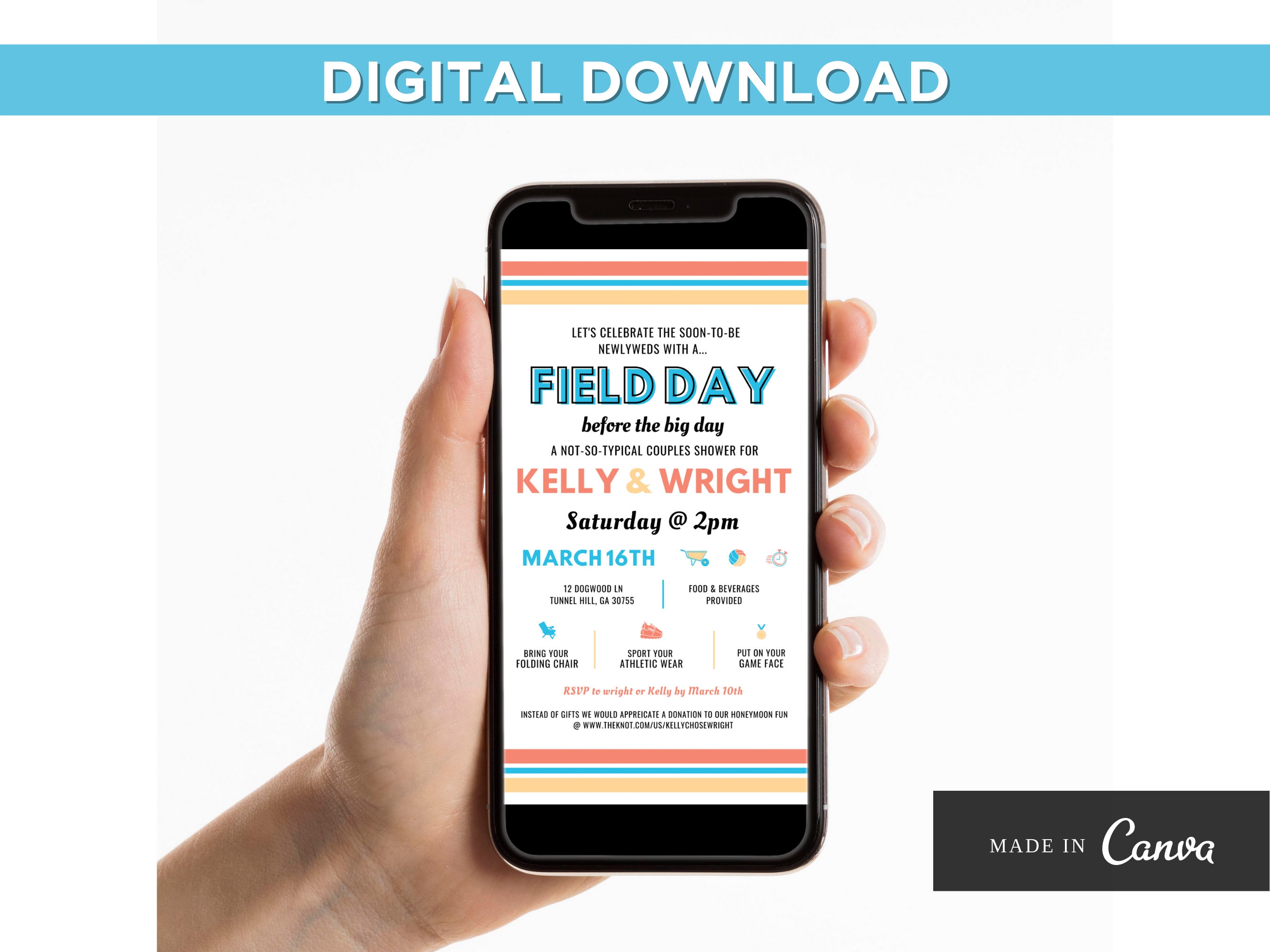 Digital Invitation Field Day | Canva Template | Mobile Evite | Digital ...