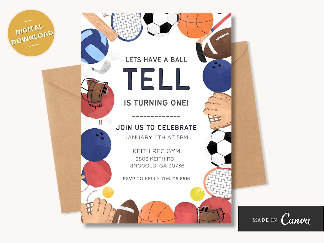 Sports Day Invitation | Digital Invitation Birthday | Canva Template ...