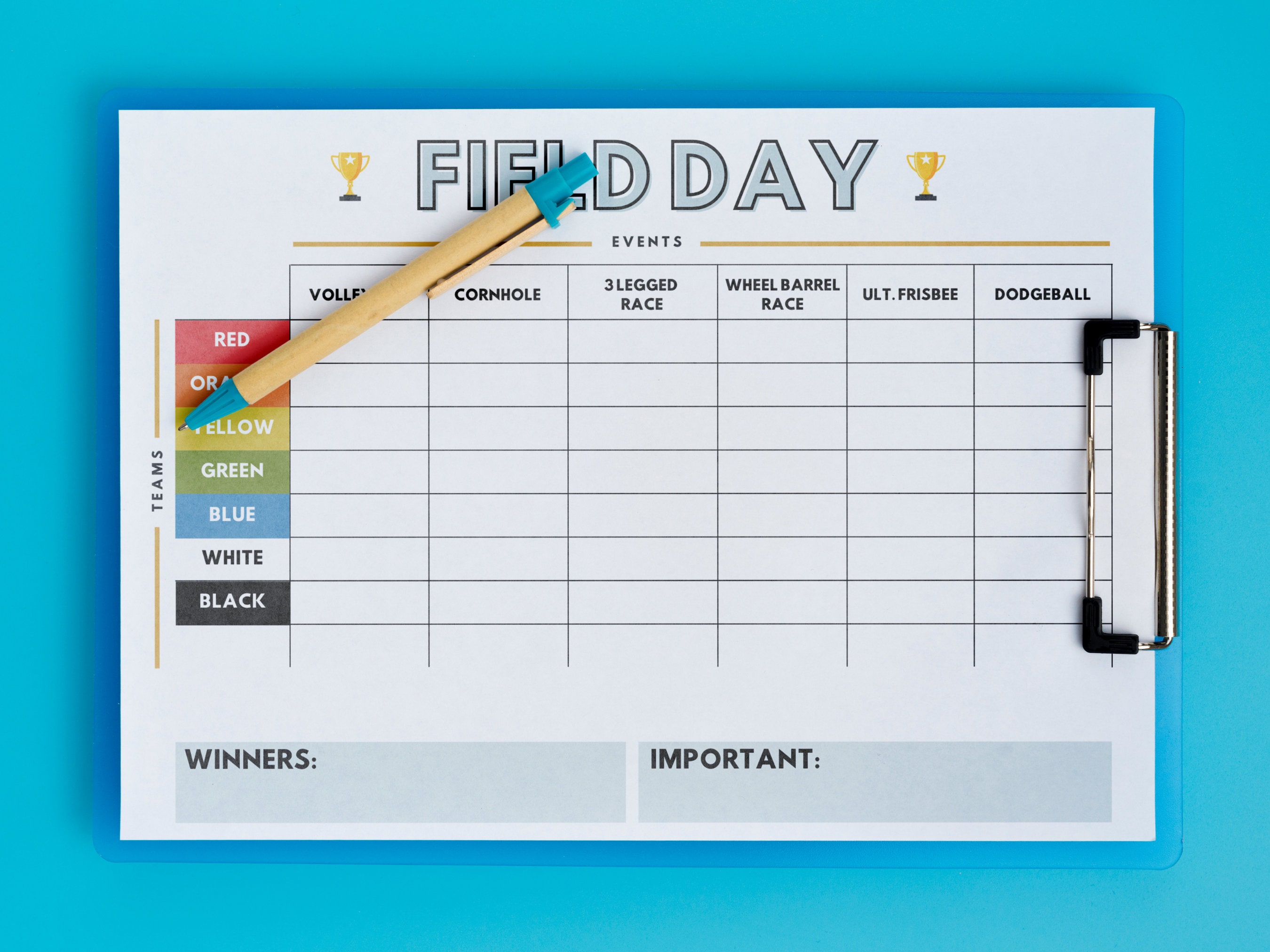 Field Day Score Sheet | Digital Invitation Birthday | Canva Template ...