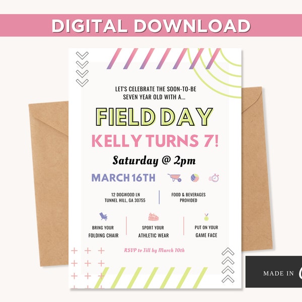 Field Day Birthday Party Invitations - Etsy