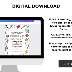 Field Day Invitation | Digital Invitation Birthday | Canva Template ...