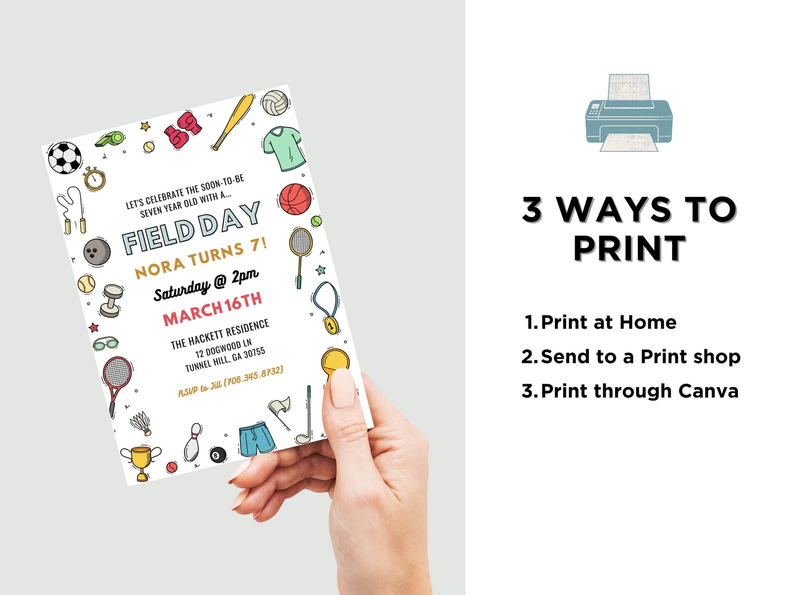 Field Day Invitation | Digital Invitation Birthday | Canva Template ...