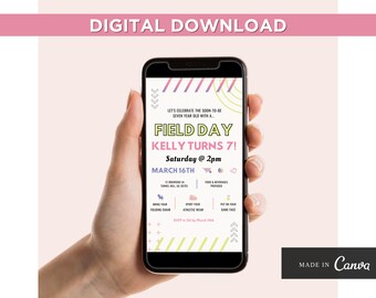 Field Day Invitation Digital Invitation Birthday Canva | Etsy