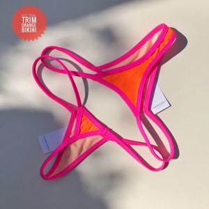 Solid Bold Hot Pink Red Trim Orange Hot Pink Red Bikini Color Block ...