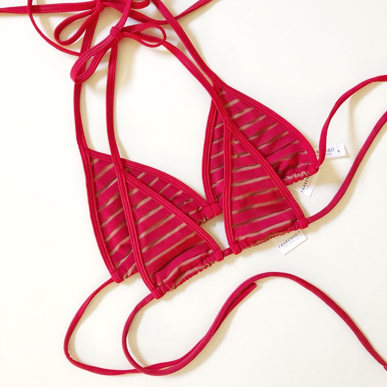 Sheer Black Red White Extreme Micro Triangle Top Bikini | Etsy