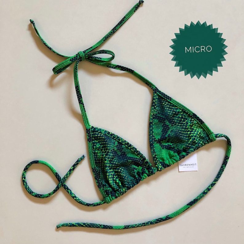 Emerald Green Snakeskin Triangle Top Bikini Sexy Animal - Etsy
