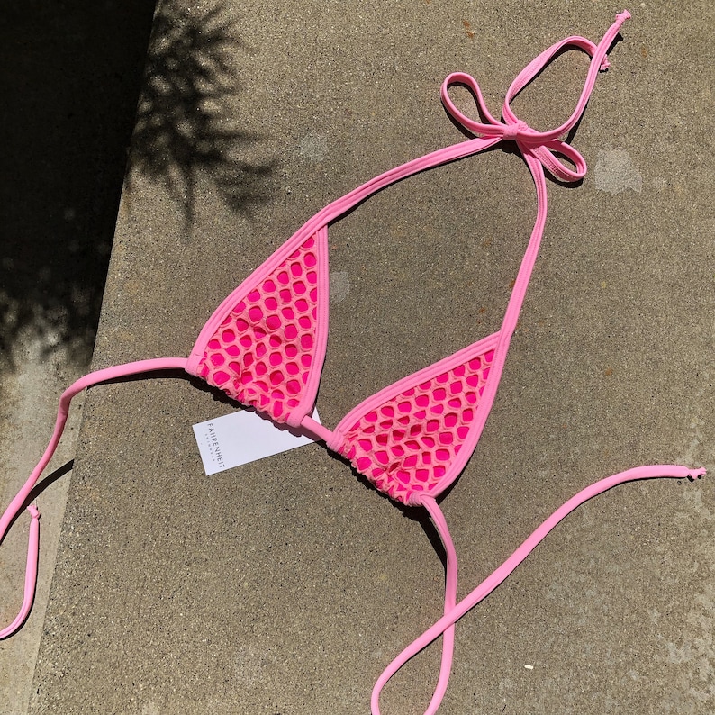 Pink Net Extreme Micro Bikini Top Bubblegum Pink Fish Net | Etsy