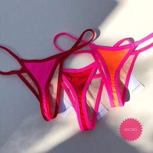 Solid Bold Hot Pink Red Trim Orange Hot Pink Red Bikini Color Block ...