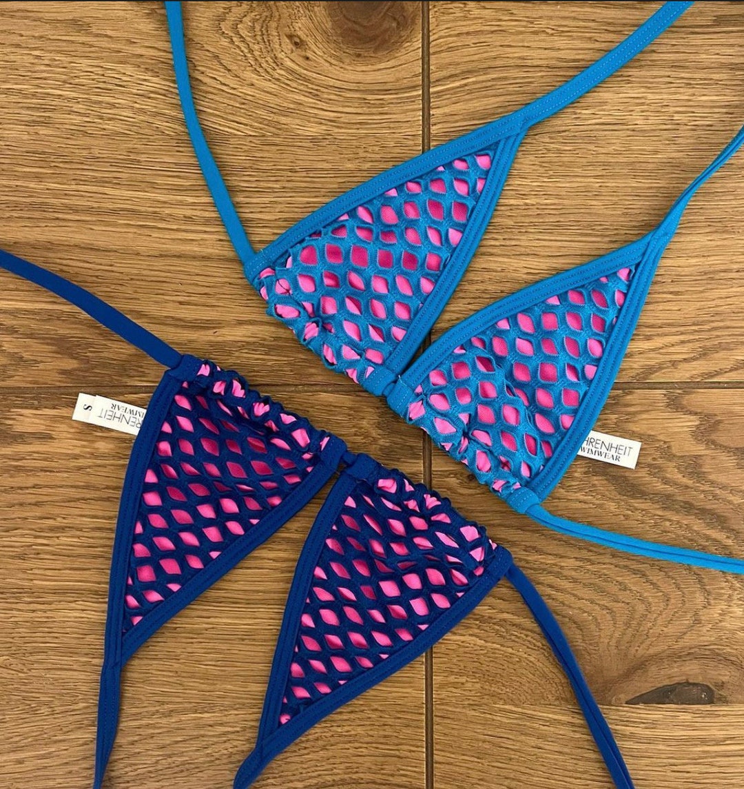Royal Blue Net Extreme Micro Tiny Top Turquoise Fish Net Bikini Top ...