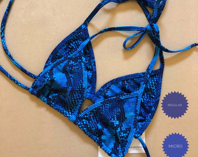 Royal Blue Snakeskin Triangle Top Bikini - Sexy Animal Print Tiny ...