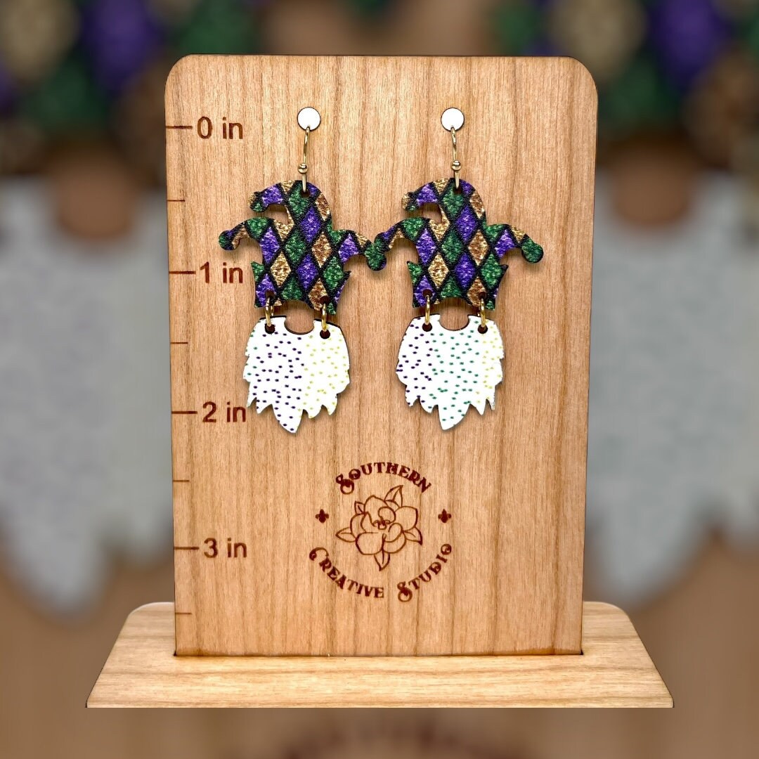 Mardi Gras Jester Knome Harlequin Earring - Etsy