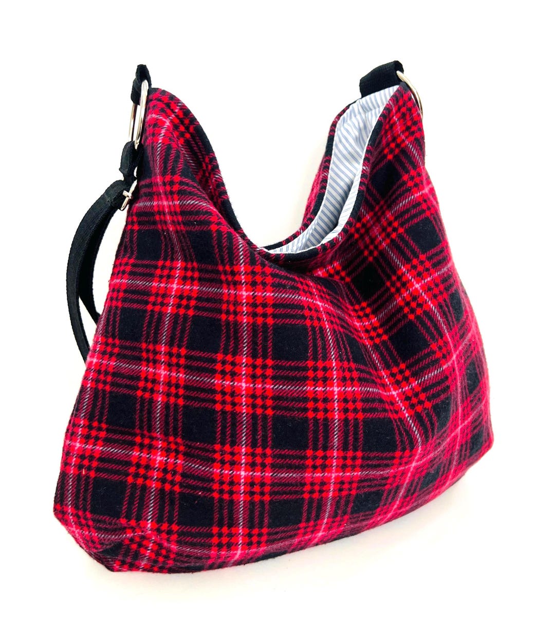 Plaid Flannel Crossbody Hobo Bag: Washable Slouchy Purse - Etsy