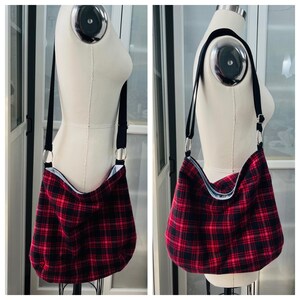 Plaid Flannel Crossbody Hobo Bag: Washable Slouchy Purse - Etsy