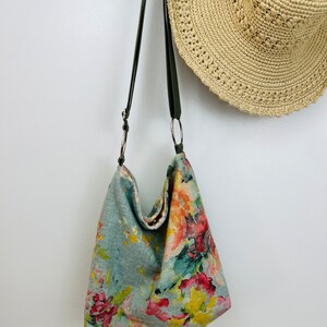 Washable Linen Crossbody Purse, Linen Purse, Watercolor Linen Bag ...