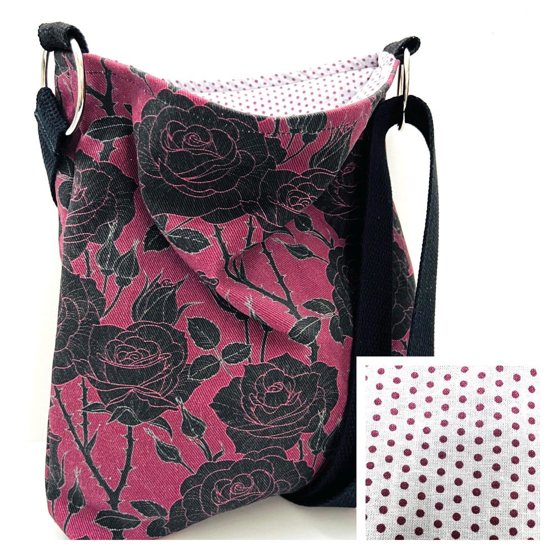 Purple Denim Crossbody Bag, Washable Purse, Shoulder Bag, Gothic Purse ...