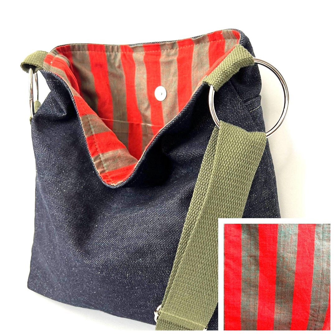 Denim Crossbody Bag, Washable Cloth Shoulder Bag, Purses With Outside ...