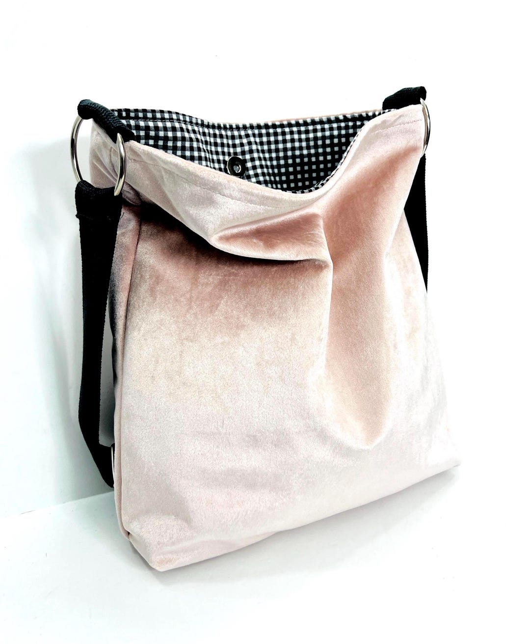 Pink Velvet Crossbody Bag for Spring, Washable Shoulder Bag, Slouchy ...