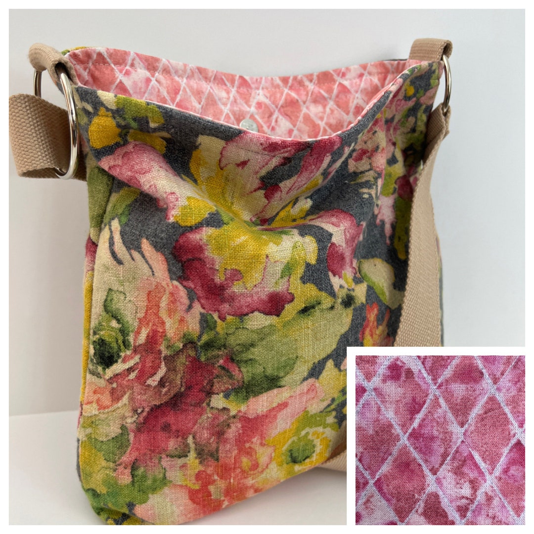 Washable Linen Crossbody Purse, Watercolor Linen Purse, Over the ...