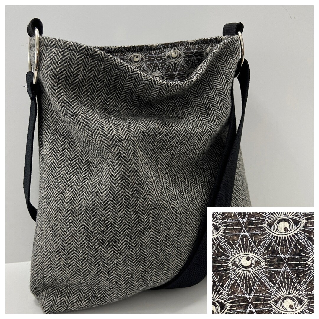 Washable Crossbody Bag, Herringbone Wool Purse, Vacation Purse, Mod ...