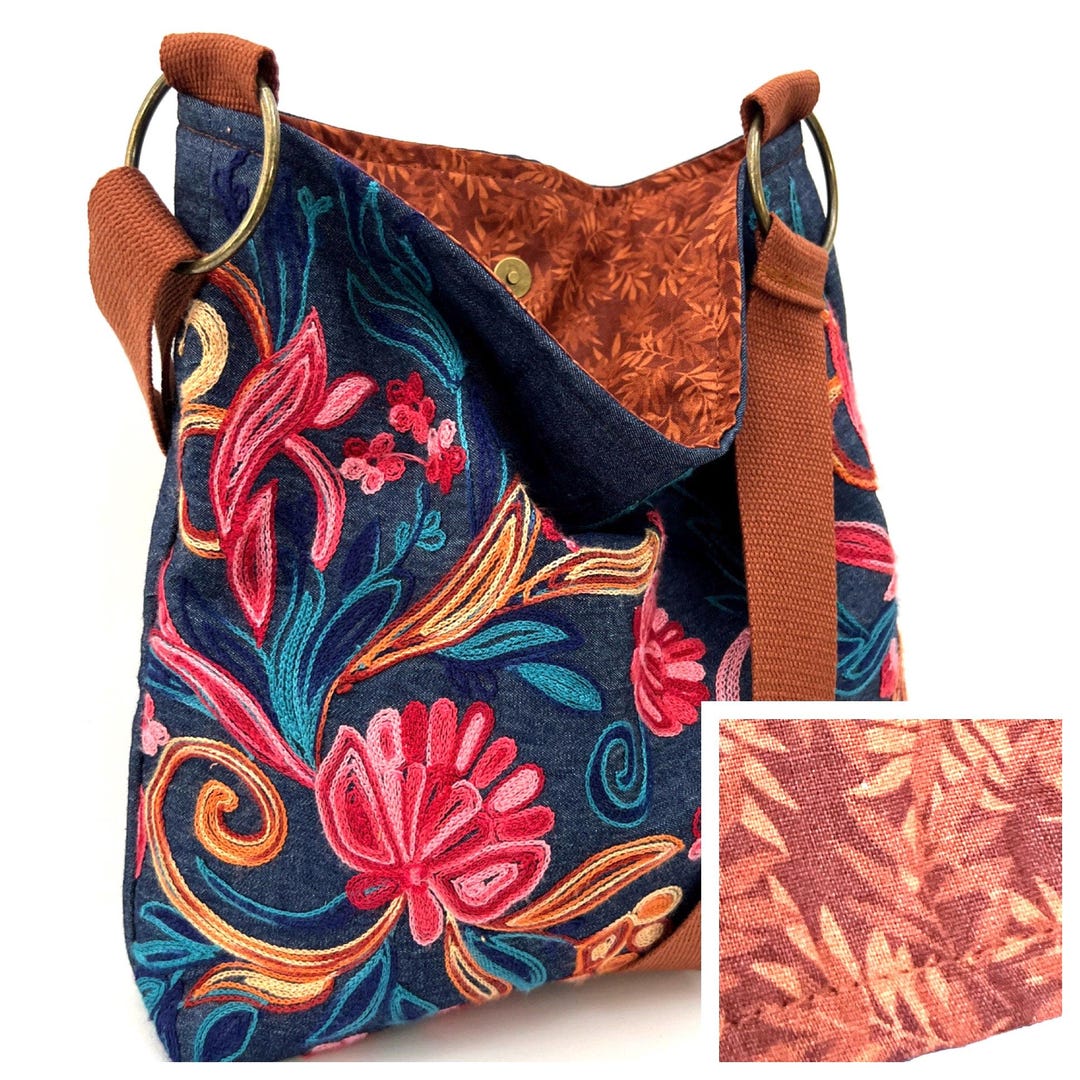 Denim Crossbody Purse, Washable Cloth Shoulder Purse, Foldable Denim ...