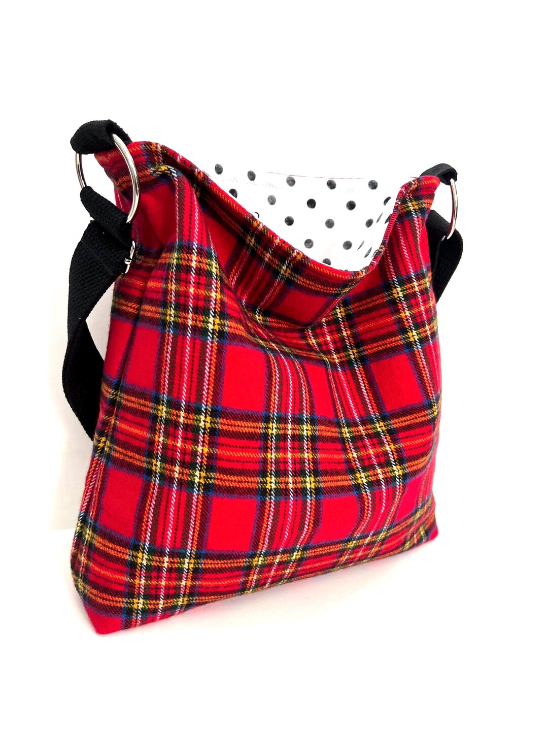 Holiday Crossbody Bag, Plaid Flannel Crossbody Bag, Red Tartan Plaid ...