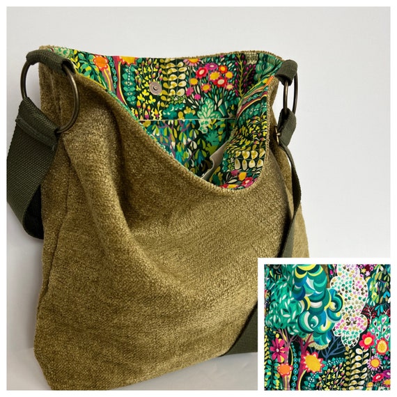 Velvet Crossbody Purse Washable Cloth Purse Over the | Etsy