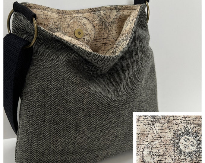 Washable Crossbody Bag, Herringbone Wool Purse, Vacation Purse ...