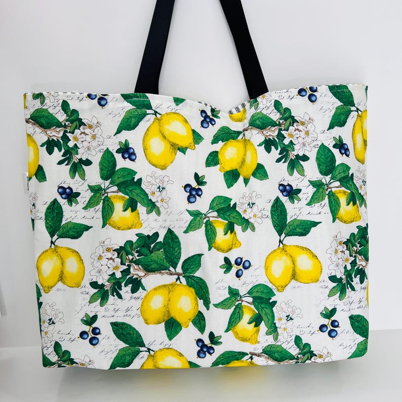 Citrus Reversible Cotton Shopping Bag: Reusable Grocery Tote, Handmade ...