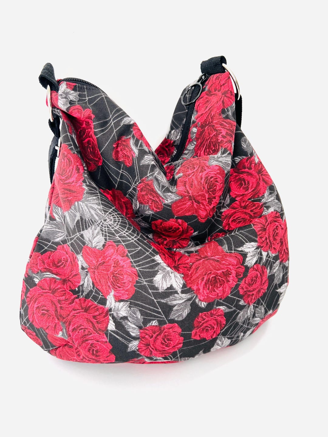 Gothic Hobo Bag, Slouchy Canvas Crossbody Purse With Zippers, Washable ...