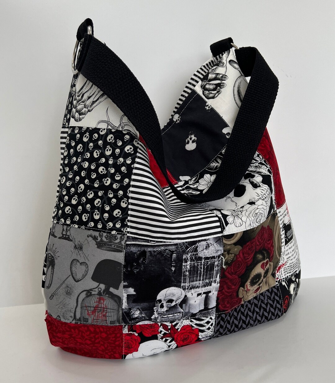 Gothic Hobo Bag, up Cycled Patchwork Quilt Purse, Washable Shoulder Bag ...