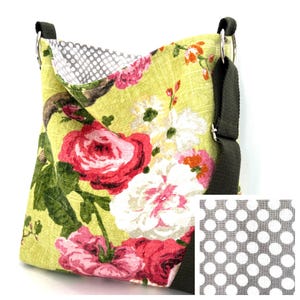 Linen Crossbody Purse, Large Floral Printed Linen Purse, Cloth Shoulder ...