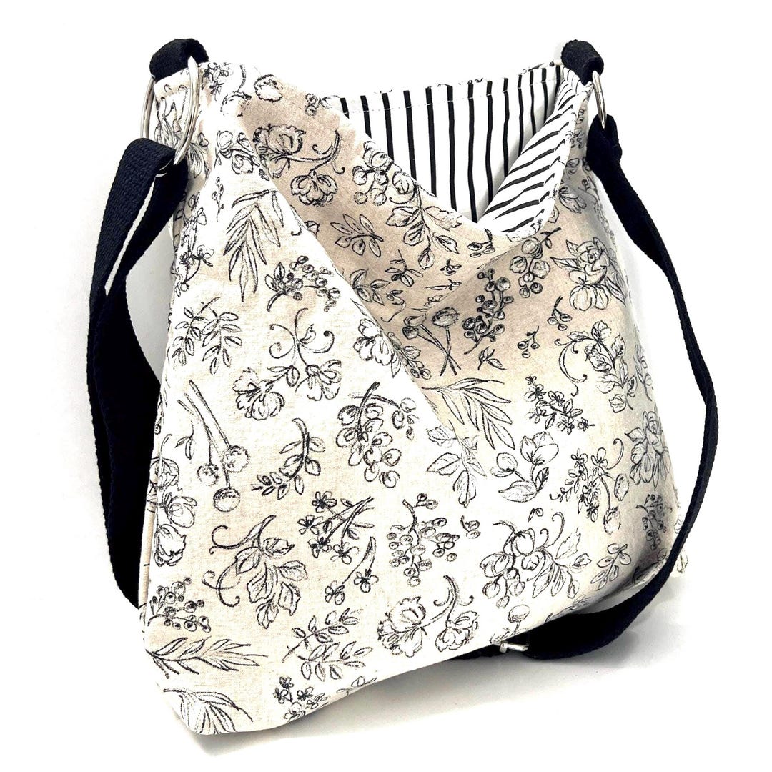 Linen Crossbody Purse, Washable Linen Shoulder Bag, Foldable Floral ...