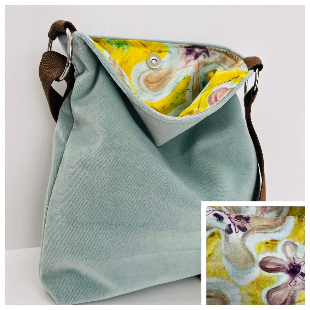 Velvet Crossbody Purse, Washable Cloth Shoulder Bag, Foldable Fabric ...