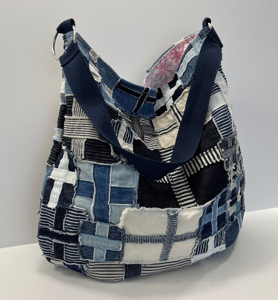 Denim Hobo Bag, Over the Shoulder Bag, Cotton Slouchy Bag, Washable ...