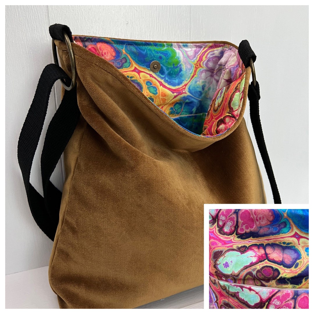 Velvet Crossbody Purse Washable Cloth Purse Over the - Etsy