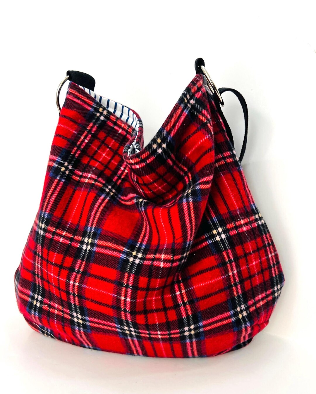 Plaid Flannel Crossbody Hobo Purse, Washable Cloth Hobo Bag, Slouchy ...