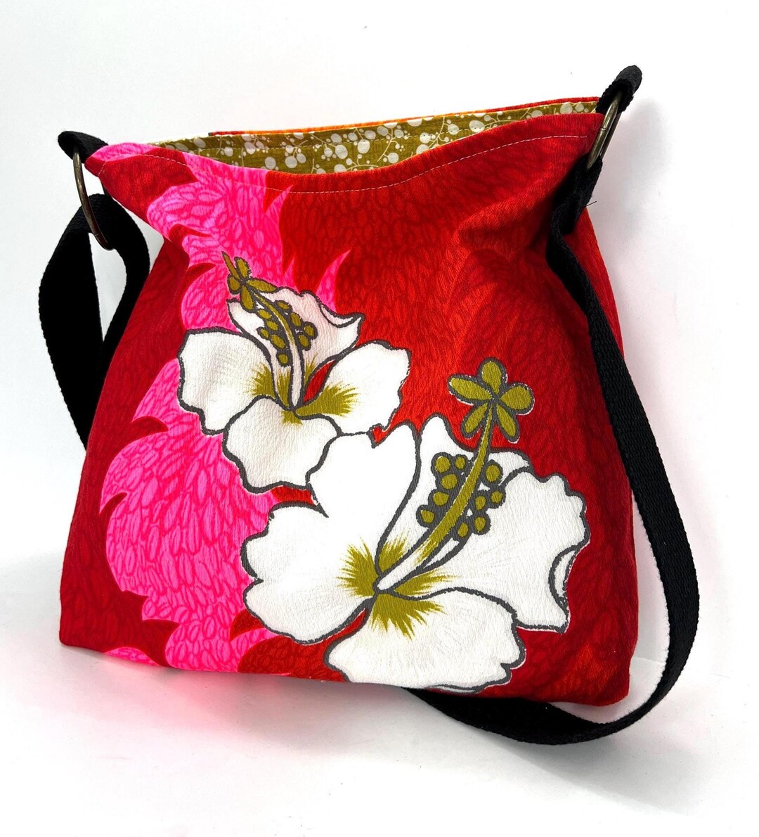 Vintage Hawaiian Bark Cloth Crossbody Bag: Slouchy Cotton Shoulder ...